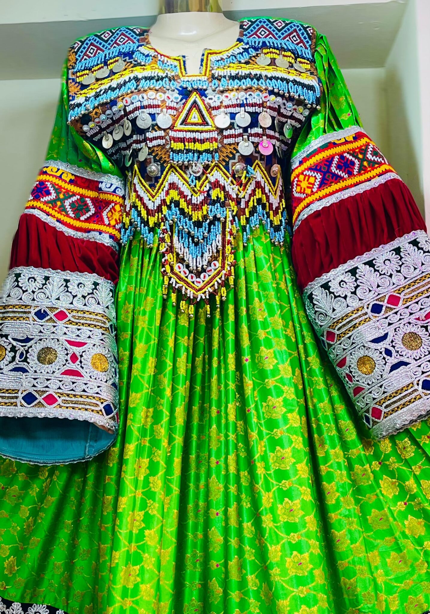 Afghan Traditional Dress, Hand- Embroidered Design - Made By Afghan ...