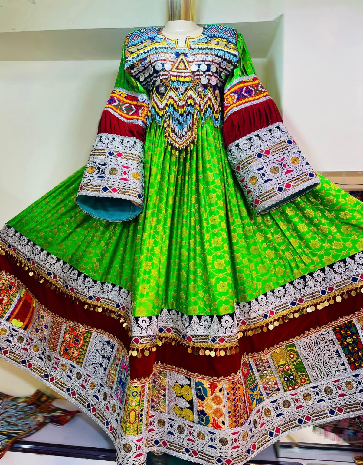 Afghan Traditional Dress, Hand- Embroidered Design - Made By Afghan ...