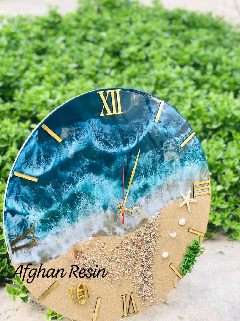 Ocean Wave Resin Wall Clock - Made By Afghan Women | E-Commerce Platform