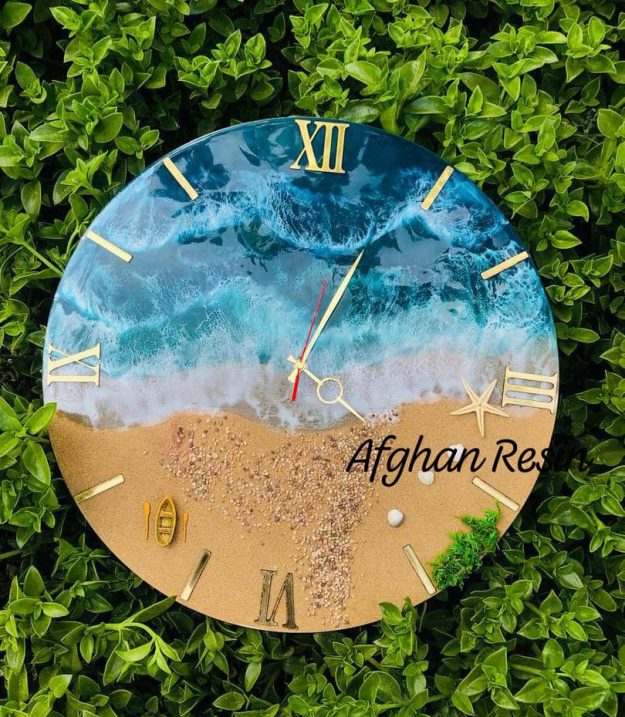 Ocean Wave Resin Wall Clock - Made By Afghan Women | E-Commerce Platform